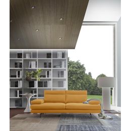 3-Sitzer Calia italia, B:208cm H:90cm T:113cm, orange, Leder BULL (100% Leder), Sofas, "Toby Wing, 208 cm breit, Designsofa, hochwertige
