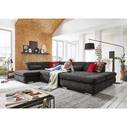 Wohnlandschaft DIE PLANBAR, B:382cm H:84cm T:124cm, schwarz, 100% Polyester, Sofas, "MP-IN17004 U-Form, Breite 382 cm, weitere Funktionen w&auml;hlbar",