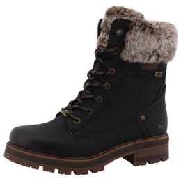 Mustang Shoes Damen Winterstiefelette "Darleen", Gr. 39schwarz, Lederimitat, Textil, Schuhe, Winterboots mit Fellimitatkragen