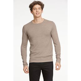 LINDBERGH Herren Rundhalspullover, beige, Gr. XXL, unifarben, Strick, Obermaterial: 50% Wolle, 50% Polyacryl, Pullover, mit Rundhalsausschnitt