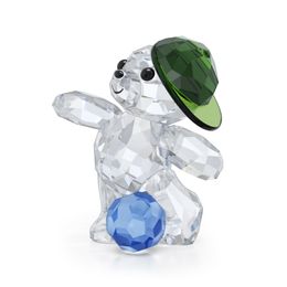 Swarovski Dekofigur "Kristallfigur Sammelfigur KRIS BEAR GOAL SCORER BEAR", B/H/T: 2,6cmkristallwei&szlig;, gr&uuml;n, blau, schwarz, Swarovski Kristall,