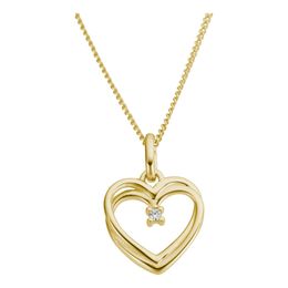 Firetti Damen Kettenanh&auml;nger "Schmuck Geschenk Gold 333 Halsschmuck Anh&auml;nger Herz", 0,01 P2 = erkennbare Einschl&uuml;sse, Diamanten Gelbgold 333, 0,61