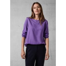 Cecil Damen Langarmbluse, lila, Gr. XXL, unifarben, Stoff, 100% Viskose, Blusen, mit Elastikbund