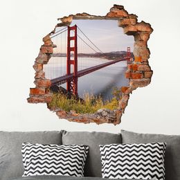 Bilderwelten Wandtattoo Stadt modern 3D-Effekt blau - Golden Gate Bridge in San Francisco - Skylines Wohnzimmer Schlafzimmer