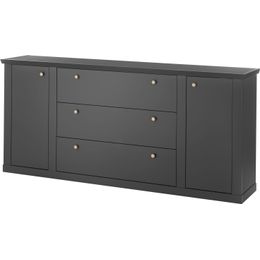 Sideboard Home Affaire, B:205cm H:92cm T:42cmschwarz matt, FSC-zertifizierter Holzwerkstoff, Wohnzimmer, Sideboards, "Lincoln, moderner Schrank,