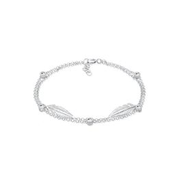 Elli Damen Armband "Feder Layer 925 Silber, mit Kristallen von Swarovski", 16cm,mit Steinen, Silber 925 (Sterlingsilber), silber, Silber 925