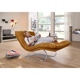 Relaxliege W.Schillig, B:95cm H:91cm T:170cm, gelb, Stoff S37 (100% Polyester), Wohnzimmer, Sofas, "daily dreams", in Waffelkissen-Optik, wahlweise