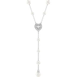 Swarovski Damen Y-Kette "Schmuck Geschenk Ariana Grande Y-Halskette Herz", Metall, L: 38, silber, Metall, Halsketten, mit Swarovski Kristall