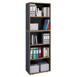 B&uuml;cherregal Vcm, B:60cm T:33cmanthrazit, Wohnzimmer, Regale, "Holz B&uuml;ro Regal B&uuml;cher Ordner Salia 5fach B. 60 cm"