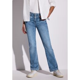 Street One Damen Bootcut-Jeanslight blau random, Gr. 30, unifarben, Denim/Jeans, Obermaterial: 89% Baumwolle, 8% Polyester, 3% Elasthan, Jeans, mit