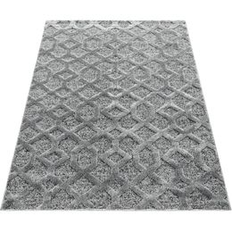 Teppich, B:60cm H:20mm L:110cm, grau, Ayyildiz Teppiche, Polypropylen (PP), Wohnzimmer, Teppiche, "PISA 4702, auch als L&auml;ufer und Rund", Hoch Tief