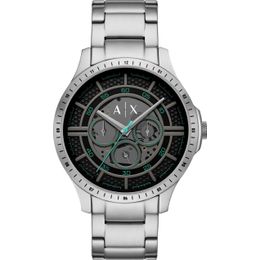 Armani Exchange Herren Quarzuhr, silber, Armbanduhren, Armbanduhr, Herrenuhr, Edelstahlarmband, analog, Tag, Wochentag