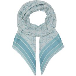 Calvin Klein Damen Modetuch "EMBLEM AOP JACQUARD SQUARE SCARF"whispering blau, wei&szlig;, gemustert, mehrfarbig, Web, Kunstfaser, Modet&uuml;cher, Mit
