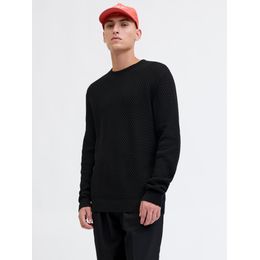 Jack & Jones JACK & JONES Herren Strickpullover "JPRBLUBARKLEY KNIT CREW NECK CH"schwarz detail:solid, Gr. S, unifarben, Strick, Obermaterial: 100% Baumwolle,