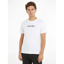 Calvin Klein Herren T-Shirt "FLOCK LOGO T-SHIRT", wei&szlig;, Gr. XXL, unifarben, Single Jersey, Obermaterial: 100% Baumwolle, Shirts, mit Logoschriftzug