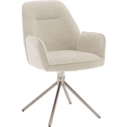 4-Fu&szlig;stuhl MCA furniture, B:60cm H:89cm T:64cmcreme, edelstahlfarben, Polyester, St&uuml;hle, 180 drehbar