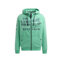 CAMP DAVID Herren Kapuzensweatjackeflight gr&uuml;n, Gr. S, bedruckt, bestickt, Material: 50% Baumwolle, 50% Polyester, Sweatjacken, Eingrifftaschen mit