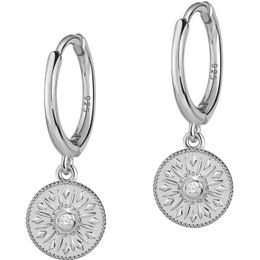 Firetti Damen Paar Creolen "Schmuck Geschenk Silber 925 Ohrschmuck Ohrringe Sonne", 11,7mm, Silber 925 (Sterlingsilber), silber, Silber 925