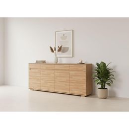 Sideboard OTTO HOME, B:199cm H:85cm T:40cmwei&szlig;, neutral, Wohnzimmer, Sideboards, "VETRO Teilmassiv, Fronten Massivholz, Wohnzimmer,
