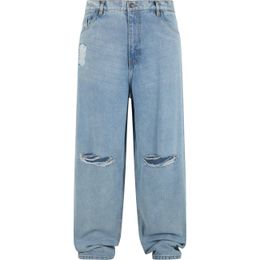 Urban Classics Herren Bequeme Jeans "Urban Classics Heavy Ounce Knee Cut Baggy Fit Jeans"new light blau washed, Gr. 31, unifarben, 100% Baumwolle,