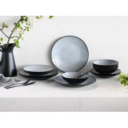 OTTO HOME Tafelservice "modernes Geschirr-Set, Service Gullak", 12 Stk., grau, Geschirr-Sets, mit Reaktivglasur, sp&uuml;lmaschinengeeignet &