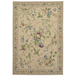 Teppich Theko, B:240cm H:4mm L:330cm, beige, Baumwolle, Kunstfaser, Wohnzimmer, Teppiche, "Flomi Sagrini", Flachgewebe, Pastell-Farben, Blumen