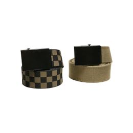 Urban Classics Damen H&uuml;ftg&uuml;rtel "Urban Classics Unisex Check And Solid Canvas Belt 2-Pack"olive, schwarz, Gr. S, 100% Polyester, G&uuml;rtel