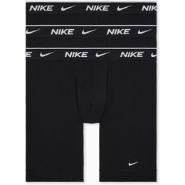 NIKE UNDERWEAR Herren Boxer "BOXER BRIEF LONG 3PK", Gr. S, schwarz, Jersey, Obermaterial: 95% Baumwolle, 5% Elasthan, kontrastfarbene Details,