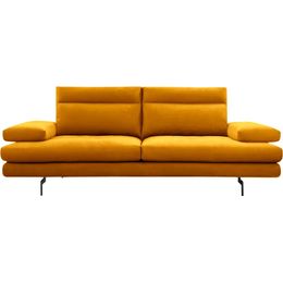 3,5-Sitzer Calia italia, B:228cm H:90cm T:113cm, gelb, Mikrofaser mit Nubuk Optik (100% Polyester), Sofas, "Toby Wing, 228 cm breit, italienisches