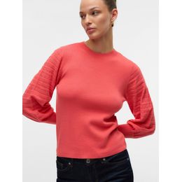 V&eacute;ro Moda VERO MODA Damen Strickpullover "VMHOLLYPOINTELLE LS O-NCK PULLOVE GA BOO", rosa, Gr. XL, unifarben, Strick, Obermaterial: 50% Viskose, 28% Polyester,