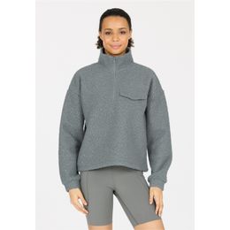 ENDURANCE ATHLECIA ATHLECIA Damen Strickpullover "Florrie"grau, Gr. 34, unifarben, 100% Polyester, Pullover, mit Teddy-Fleece und halbem Rei&szlig;verschluss