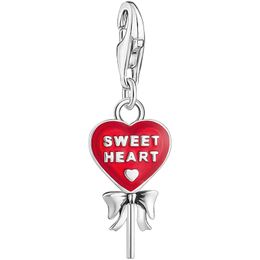 Thomas Sabo Damen Charm-Einh&auml;nger "roter Herz-Lollipop", bunt, Silber 925 (recycelt), Charms