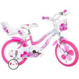 DINO BIKES Kinderfahrrad "14" Flappy M&auml;dchenfahrrad, St&uuml;tzr&auml;der, Alter 3&ndash;5 Jahre", 25cm, 14 Zoll (35,56cm), pink, Fahrr&auml;der, mit St&uuml;tzr&auml;dern, Korb