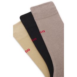 HUGO UNDERWEAR Jungen Businesssocken "3P RS UNI CC", Gr. 39light, pastel braun 237, Baumwollmischung, Socken, mit kontrastfarbenen HUGO