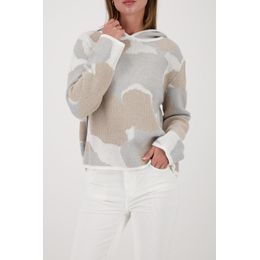 monari Damen Jacquardpullover "Pullover Wolkenjaquard"lattema gem, Gr. 38, gemustert, mehrfarbig, Web, Obermaterial: 45% Polyester, 24% Baumwolle,