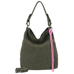 Damen Schultertasche "Jacky Black", Fritzi aus Preussenolivgr&uuml;n, Polyurethan (PU), unifarben, Taschen, mit Rei&szlig;verschluss