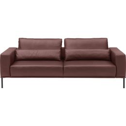 3-Sitzer Musterring, B:222cm H:88cm T:107cmrot, 100% Leder, Sofas, "JustBPM100, 222 cm breit, aus hochwertigem Leder", wahlweise mit Nierenkissen und