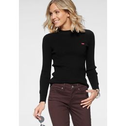 Levi's LEVI'S Damen Strickpullover "CREW RIB SWEATER", schwarz, Gr. XS, unifarben, Feinstrick, Obermaterial: 51% Polyacryl, 36% Polyester, 13% Polyamid,