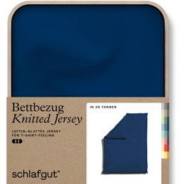 Bettbezug Schlafgut, L:200cm, blau, Jersey, Obermaterial: 95% Baumwolle, 5% Elasthan, Bettbez&uuml;ge, "Premium Bettbezug Knitted Jersey (1 St)",
