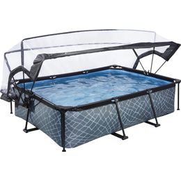 Framepool EXIT, B:150cm H:65cm L:220cm, grau, Schwimmbecken, BxLxH: 150x220x65 cm, mit Kartuschenfilter und Abdeckung