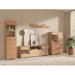 Wohnwand OTTO HOMEeichefarben, Wohnzimmer, Kastenm&ouml;bel-Sets, "VETRO: besteht aus 2 Vitrinen, 1 Sideboard & 1 Wandregal, Wohnzimmer.", Breite:320cm,