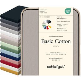 Spannbettlaken Schlafgutsand mid, Jersey, Obermaterial: 100% Baumwolle, Bettlaken, "Basic Cotton Bettlaken, 160 g/m&sup2;, 100% Baumwolle, Spannbetttuch",