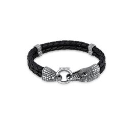 Kuzzoi Damen Armband "Herren Lederarmband Krokodil 925 Sterling Silber", 23cm, ohne Stein, Silber 925 (Sterlingsilber)silber, Silber 925
