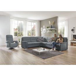 Ecksofa DIE PLANBAR, B:303cm H:92cm T:245cmsteel, 100% Polyester, Wohnzimmer, Sofas, "PP-HS10002", wahlweise mit Kopfteilverstellung, Bettfunktion