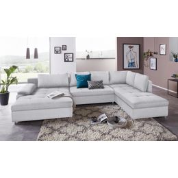 Wohnlandschaft Home Affaire, B:346cm H:82cm T:90cm, silber, Struktur fein (95% Polyester, 5% Polyamid);Luxus-Microfaser ALTARA NUBUCK (100%