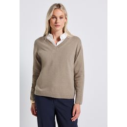 Street One Damen Strickpulloversandstone mocha, Gr. 34, unifarben, Grobstrick, 60% Baumwolle, 40% Polyacryl, Pullover, im soften Baumwoll-Mix