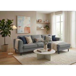 Ecksofa Home Affaire, B:232cm H:83cm T:161cm, grau, 100% Polyester, Wohnzimmer, Sofas, "Booster II, whlw. mit Schlaffunktion & Bettkasten, Fu&szlig;