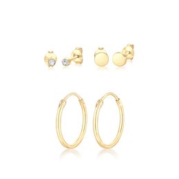 Elli Damen Ohrring-Set "Ohrstecker 3er Set 925 Sterling Silver", onesize,mit Steinen, Silber 925 (Sterlingsilber), gold, Silber 925 (Sterlingsilber),