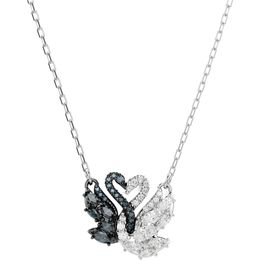 Swarovski Damen Kette mit Anh&auml;nger "Schmuck Geschenk Swan Anh&auml;nger Schwan", Metall, L: 45, schwarz-wei&szlig;, Metall, Halsketten, mit Swarovski Zirkonia