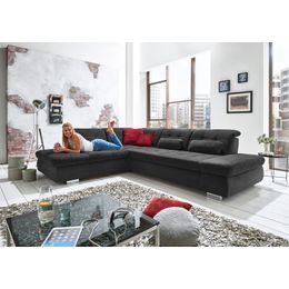 Ecksofa DIE PLANBAR, B:323cm H:84cm T:124cm, schwarz, 100% Polyester, Wohnzimmer, Sofas, "MP-IN17004 L-Form, Breite 323 cm, wahlweise weitere